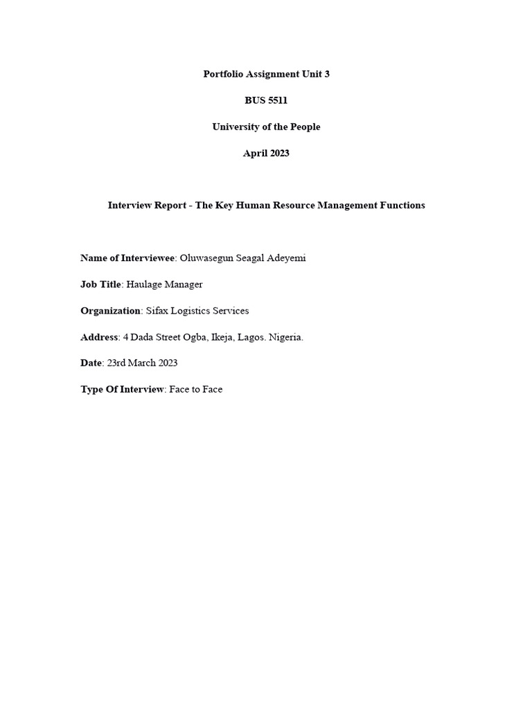 Portfolio Assignment Unit 1 - BUS 5511 | PDF | Leadership | Social ...