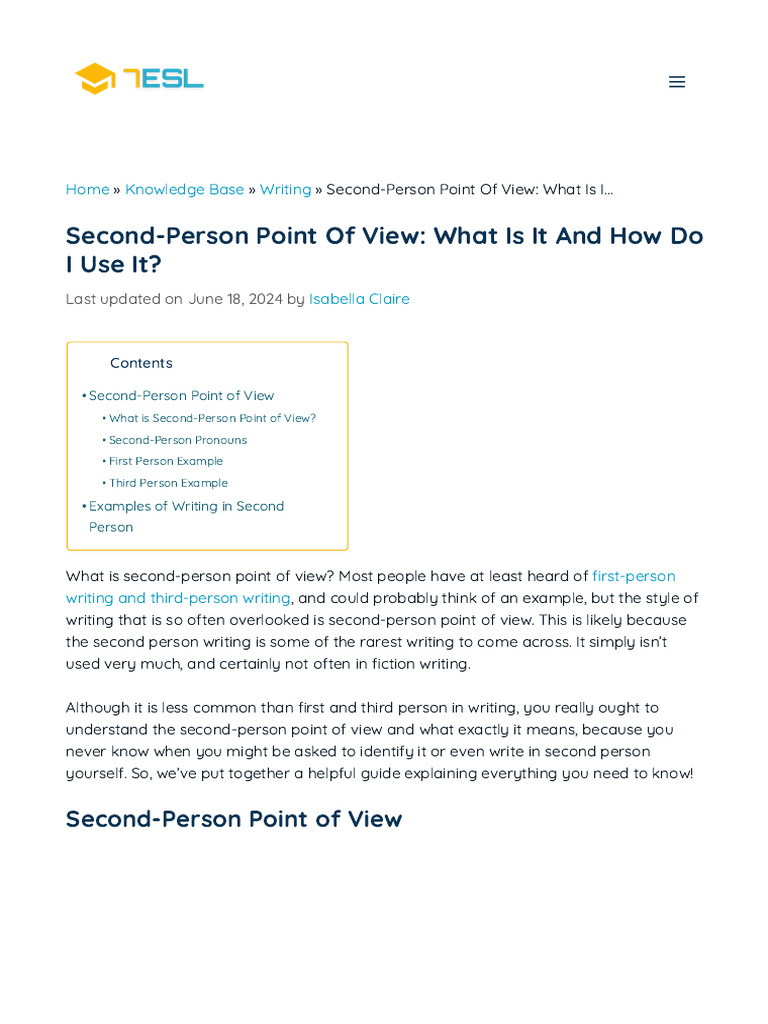 Second-Person Writing Guide | PDF | Narration | Pronoun