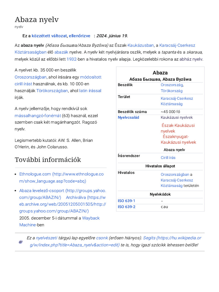 Abaza Nyelv | PDF