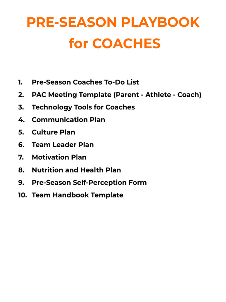PRE-SEASON PLAYBOOK For COACHES | PDF | Motivation | Motivational