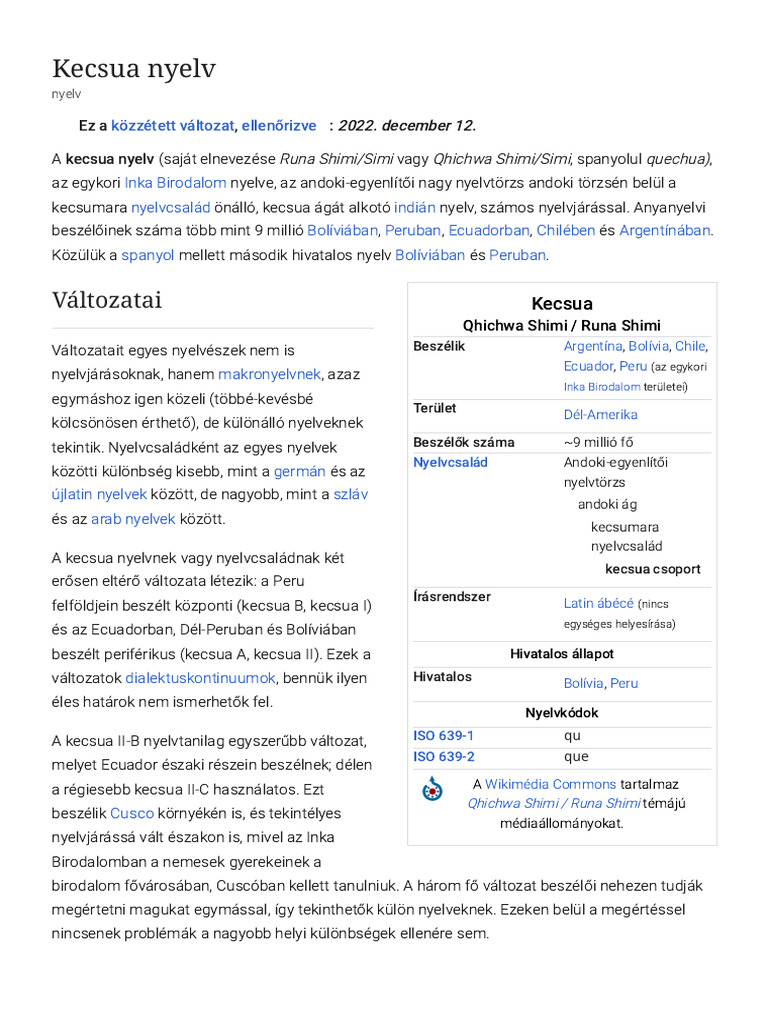 Kecsua nyelv | PDF