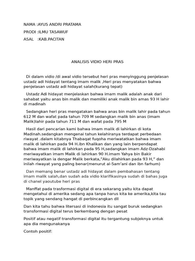 Analisis Vidio Heri Pras | PDF