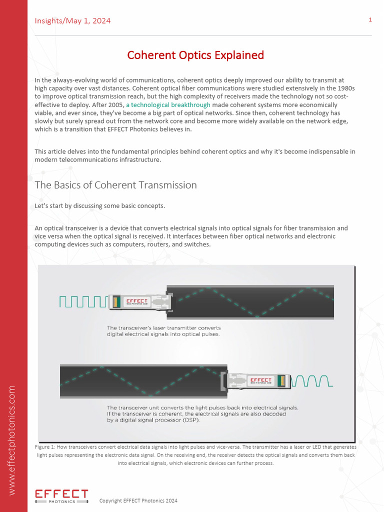Effect Photonics Coherent Optics Explained | PDF | Photonics ...