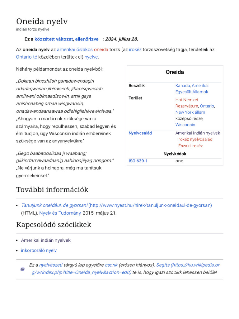Oneida Nyelv | PDF