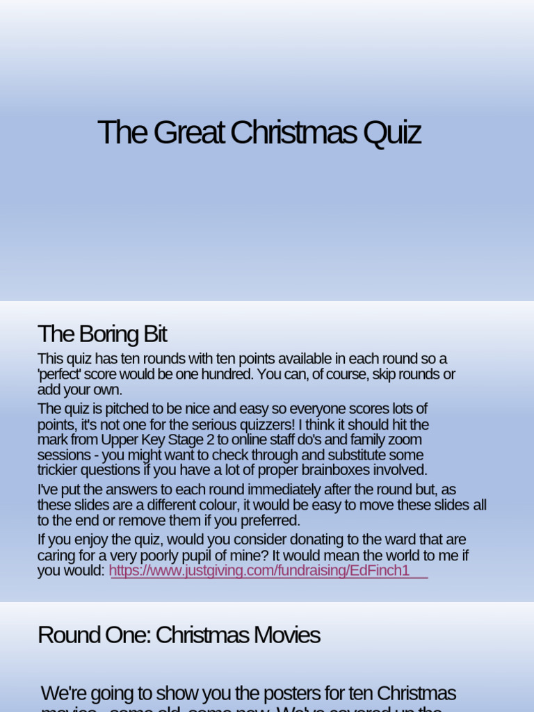 The-Great-Christmas-Quiz-Pdf-Edit For Wil | PDF | Christmas | Santa Claus