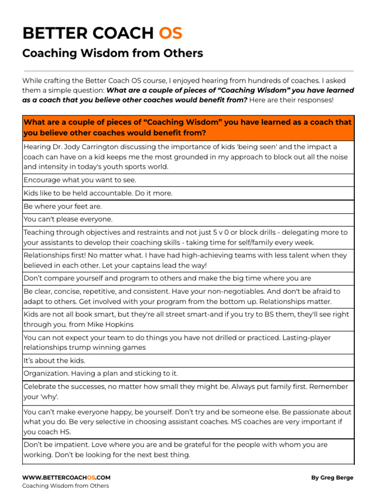 Better Coach OS - Coaching Wisdom From Others | PDF | Leadership | Mindset