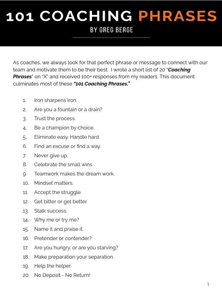 101 Coaching Phrases | PDF