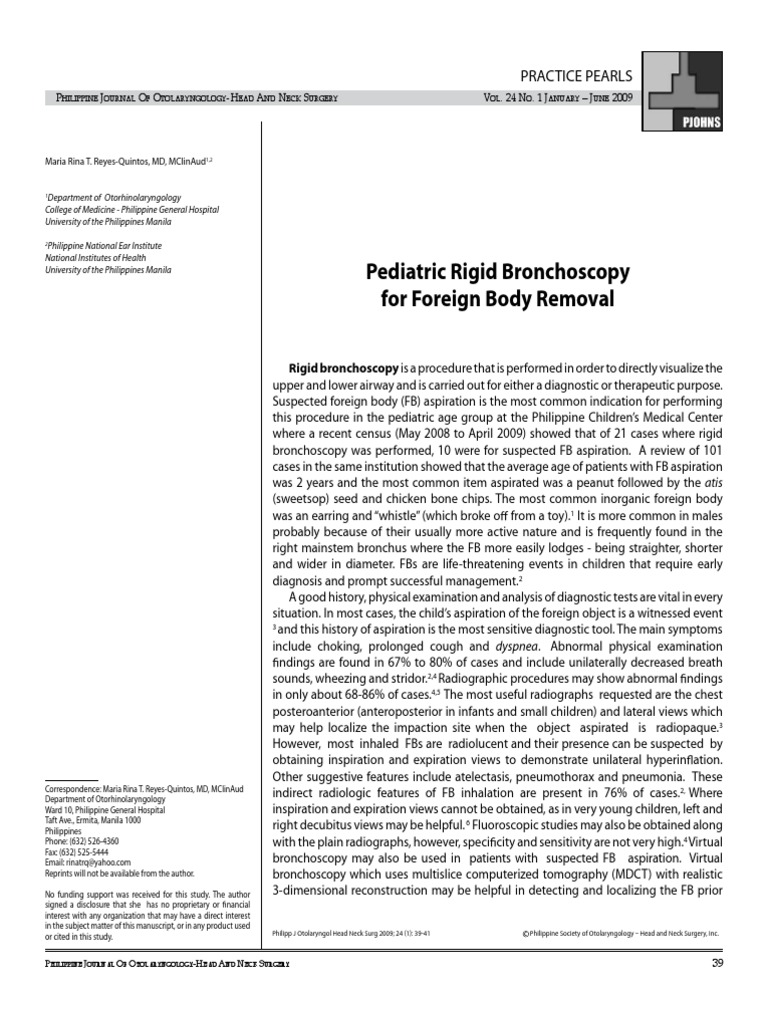 Pediatric Rigid Bronchos | PDF | Anesthesia | Larynx