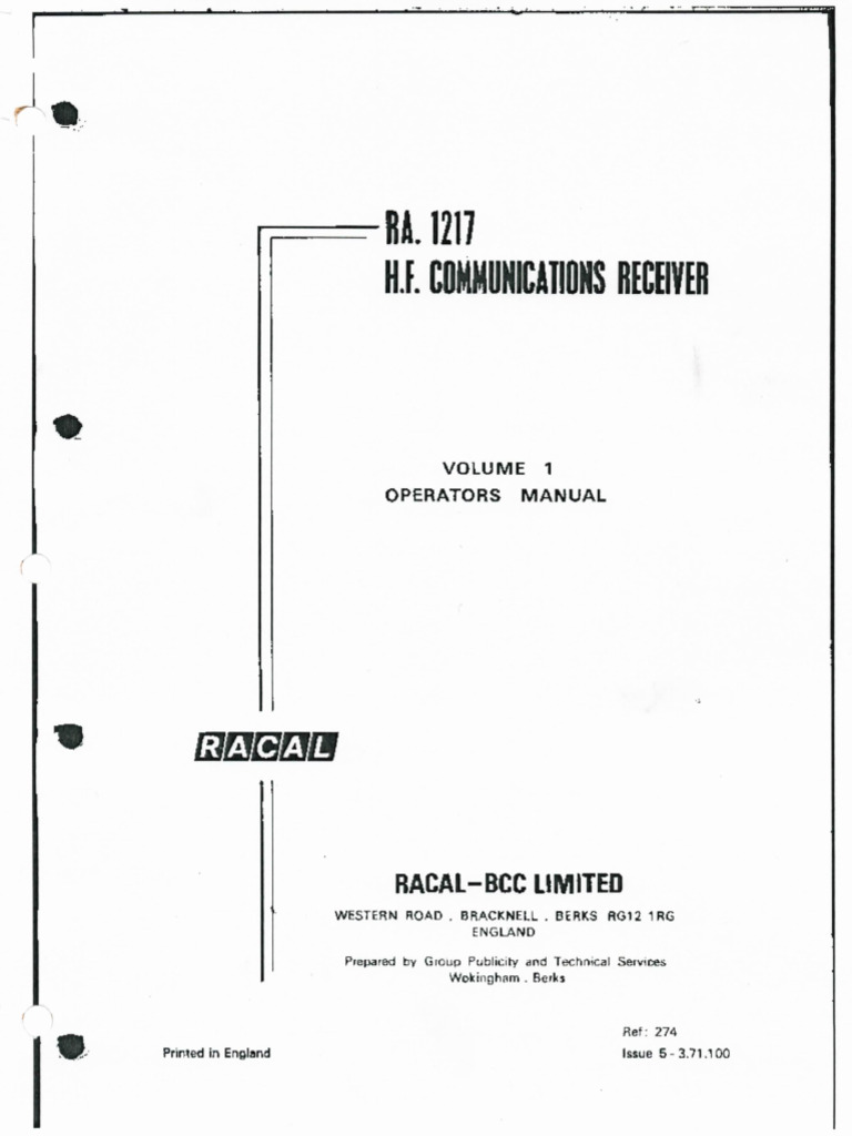 Racal RA-1217 User 1971 | PDF