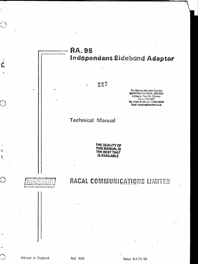 RACAL-RA98 | PDF