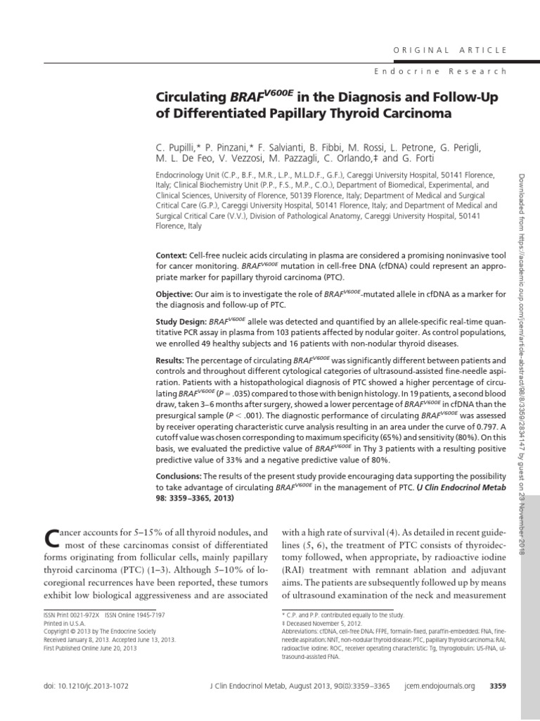 Circulating BRAFV600E in The Diagnosis and Follow-Up | PDF | Cancer ...