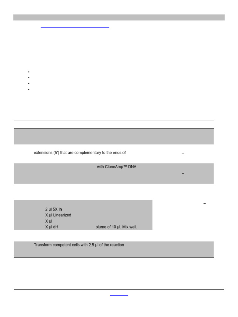 In-Fusion HD Multiple-Insert Cloning Protocol-At-A-Glance - 121416 ...