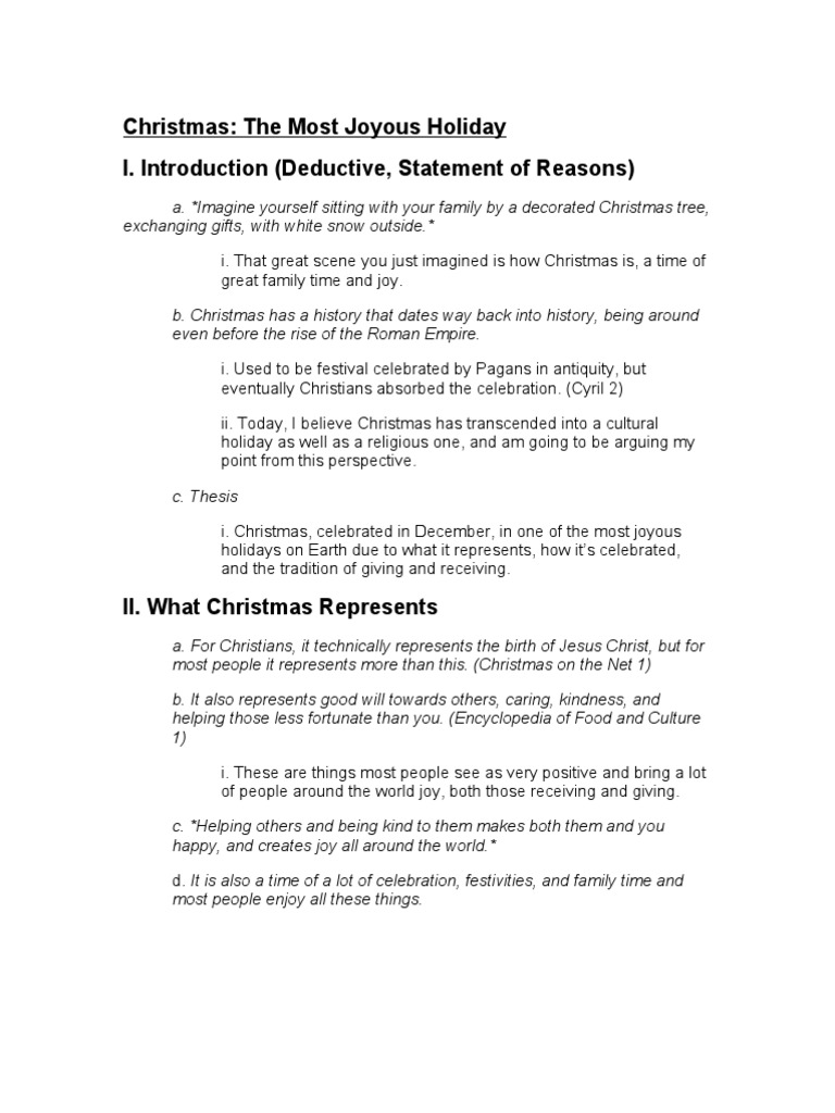 Christmas - The Most Joyous Holiday Persuasive Speech | PDF | Christmas ...
