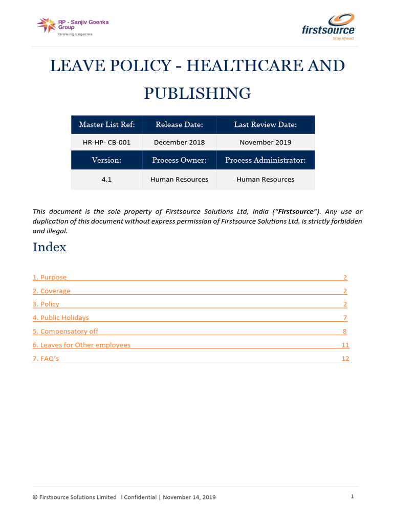 Healthcare & Publishing Leave Policy | PDF | Parental Leave | Employment