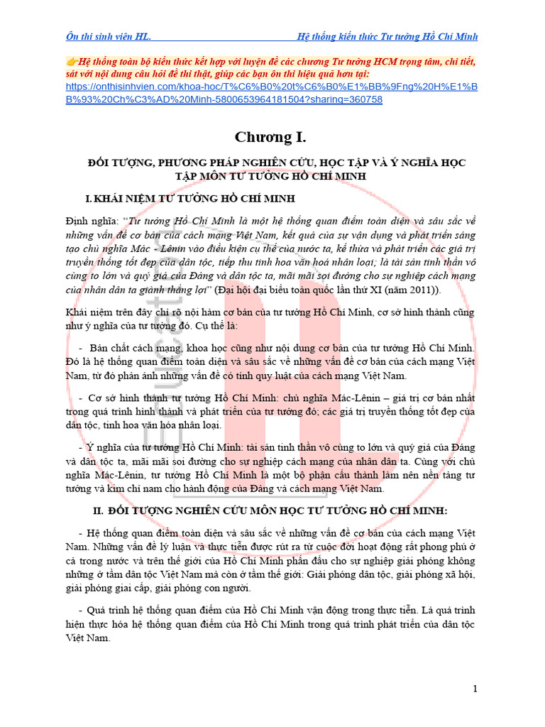 Tư-tưởng-HCM-_-Tóm-tắt-lý-thuyết-trọng-tâm-_-OTSV | PDF