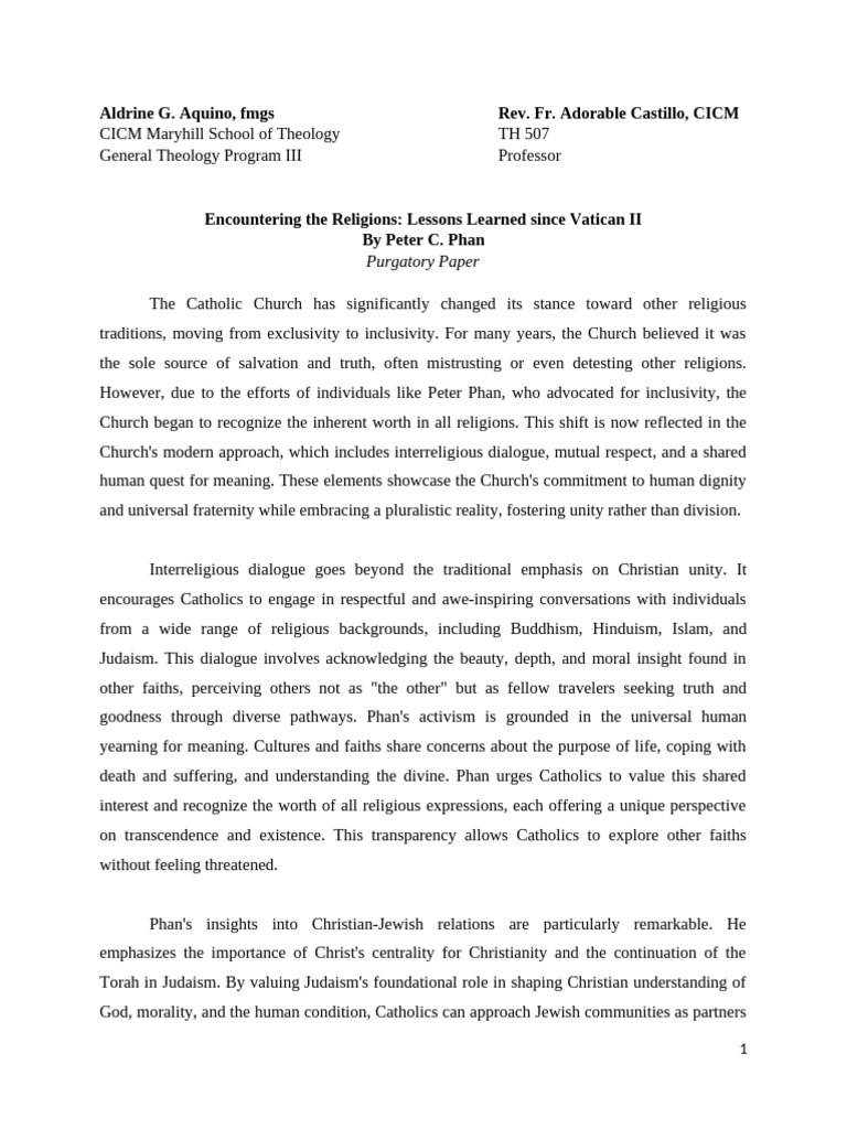 IRD Reflection Peter Phan | PDF | Interfaith Dialogue | Catholic Church