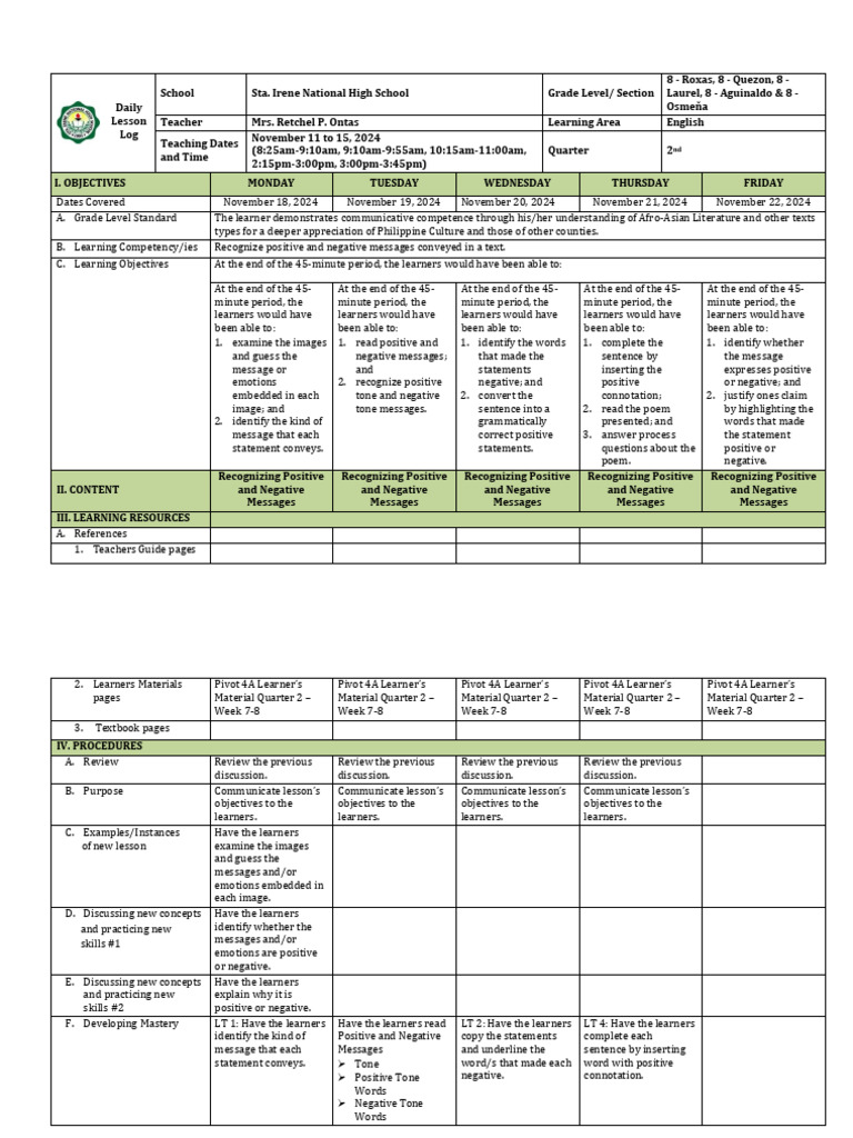 2023 DLL 8 ENGLISH Q2 M5 | PDF | Learning | Word