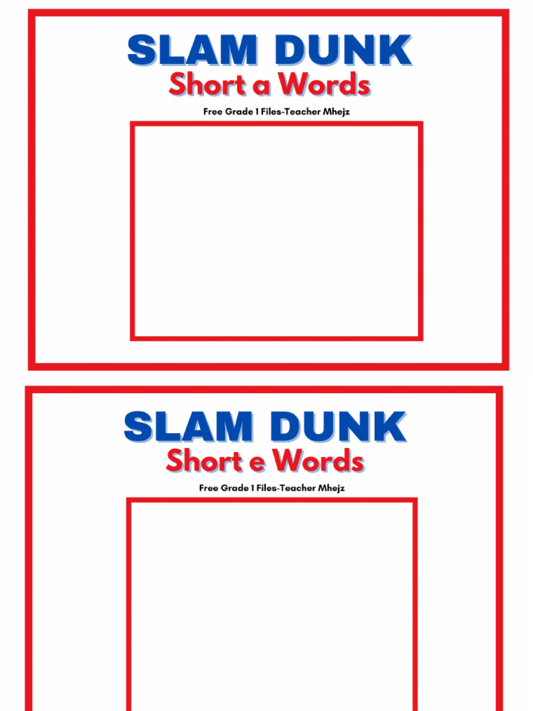Slam Dunk Short Vowel Words Activity_teacher Mhejz | PDF