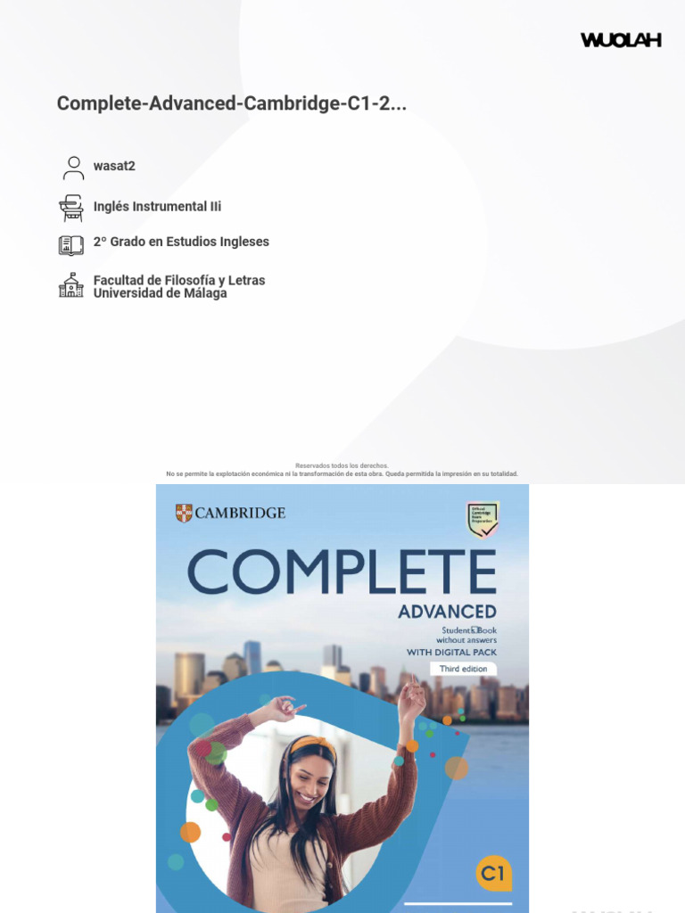 Wuolah Free Complete Advanced Cambridge C1 2023 Edition | PDF