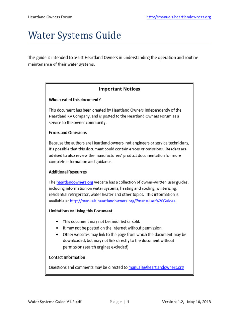 Heartland Water Systems Guide V1.2 | PDF | Filtration | Water Heating
