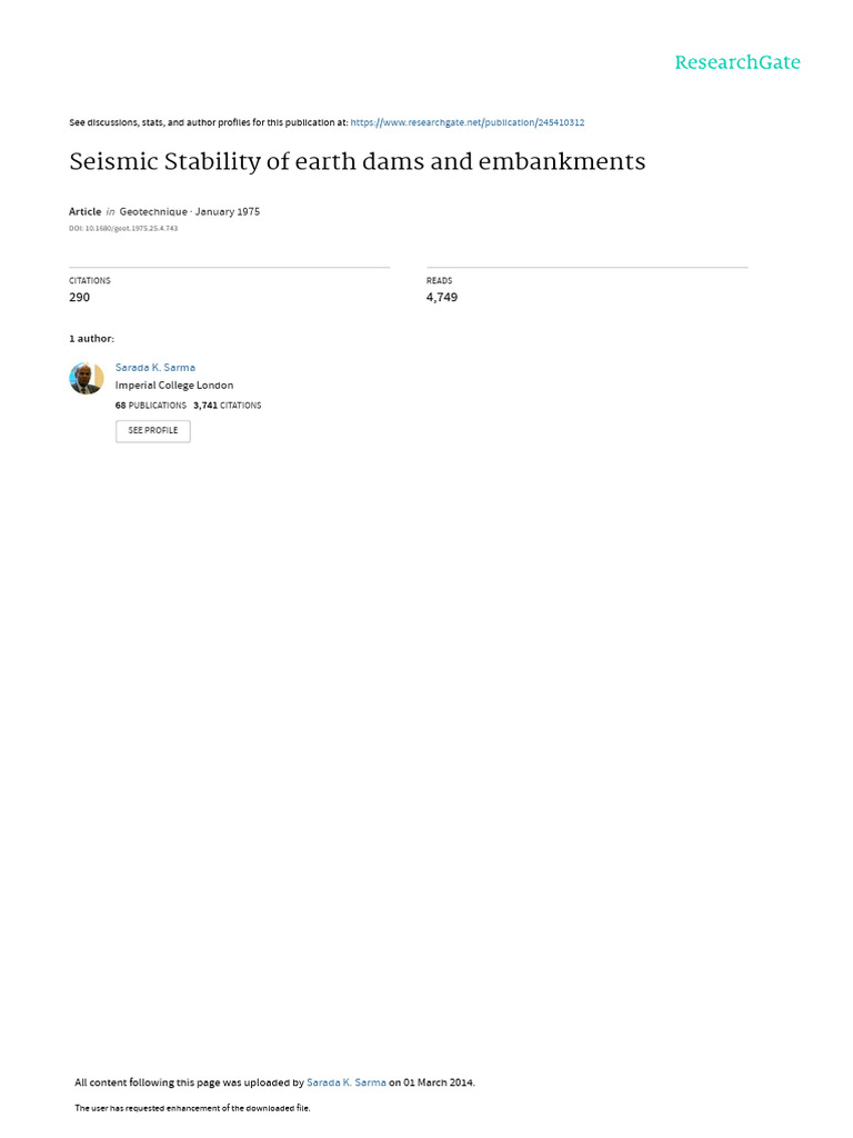 Seismic stability of earth dams and embankments | PDF | Earthquakes ...