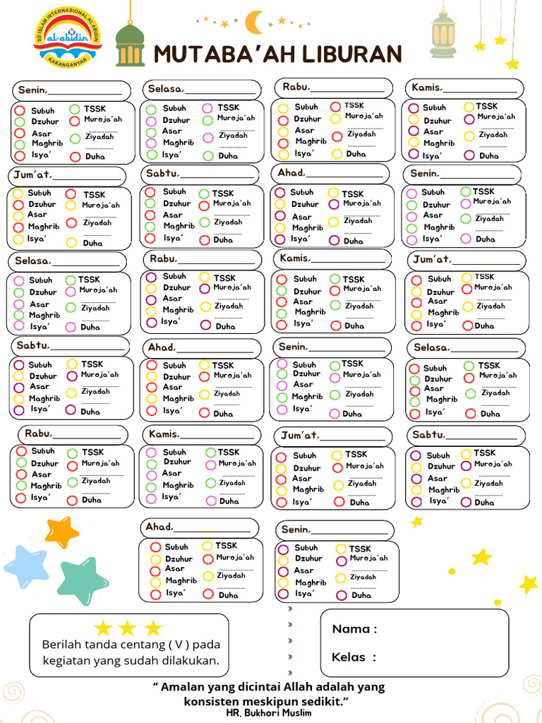 Mutaba'ah Liburan | PDF