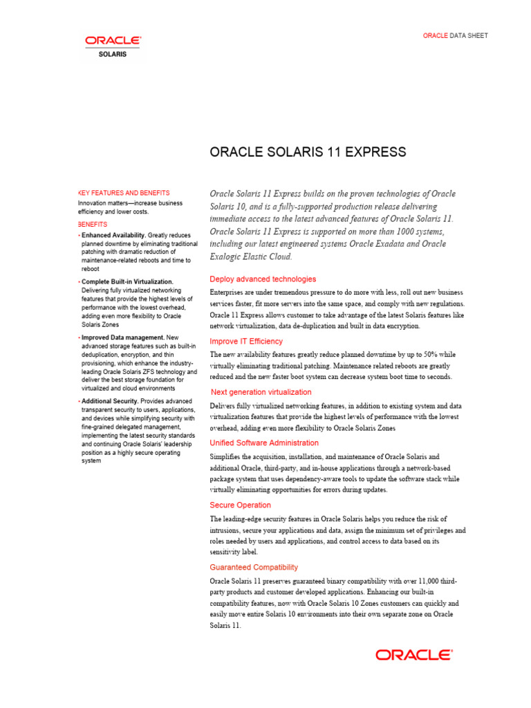 oracle-solaris-11-ds-186774 | PDF | Virtualization | File System
