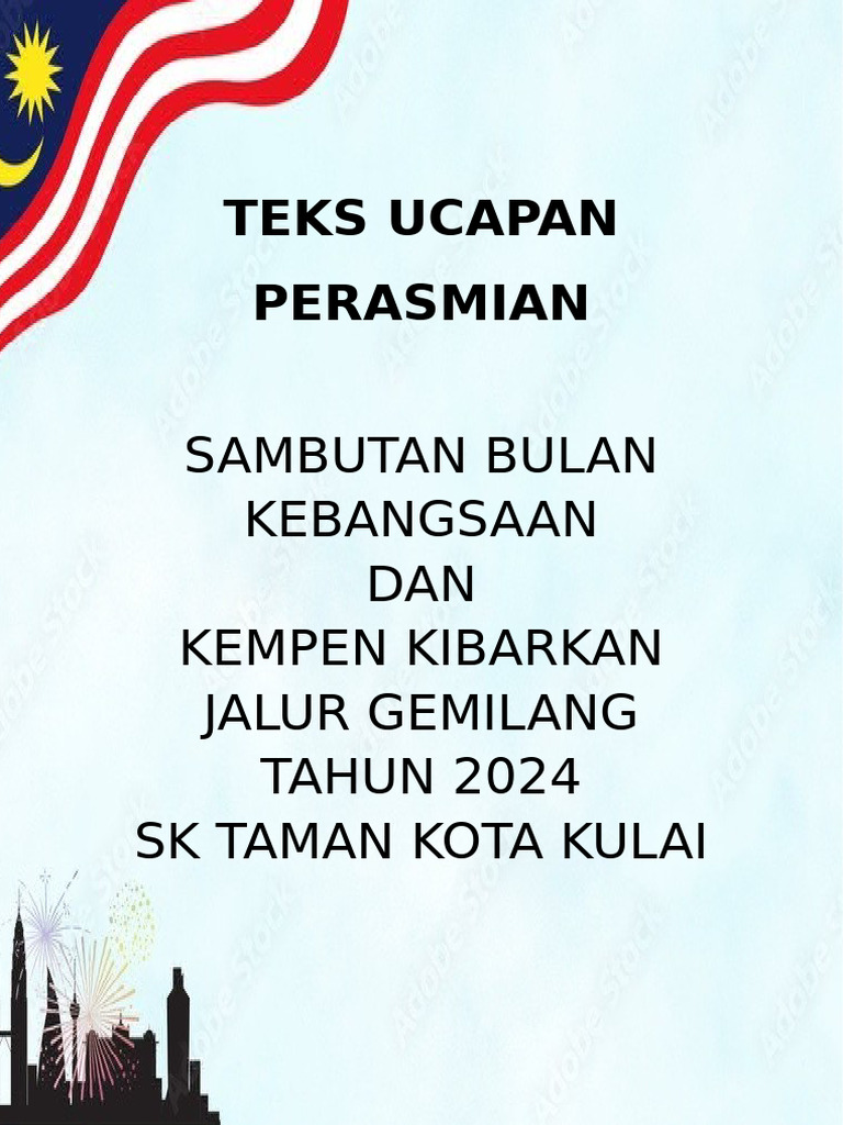 Teks Ucapan Perasmian Bulan Kebangsaan 2024 | PDF