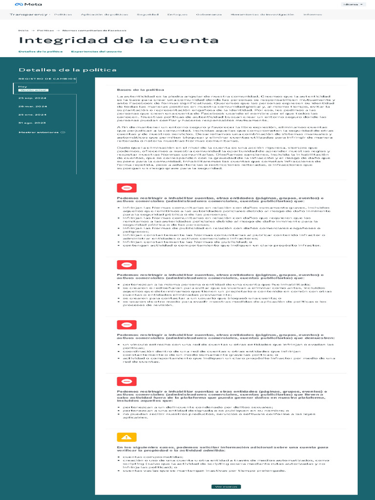 Integridad de La Cuenta - Centro de Transparencia | PDF