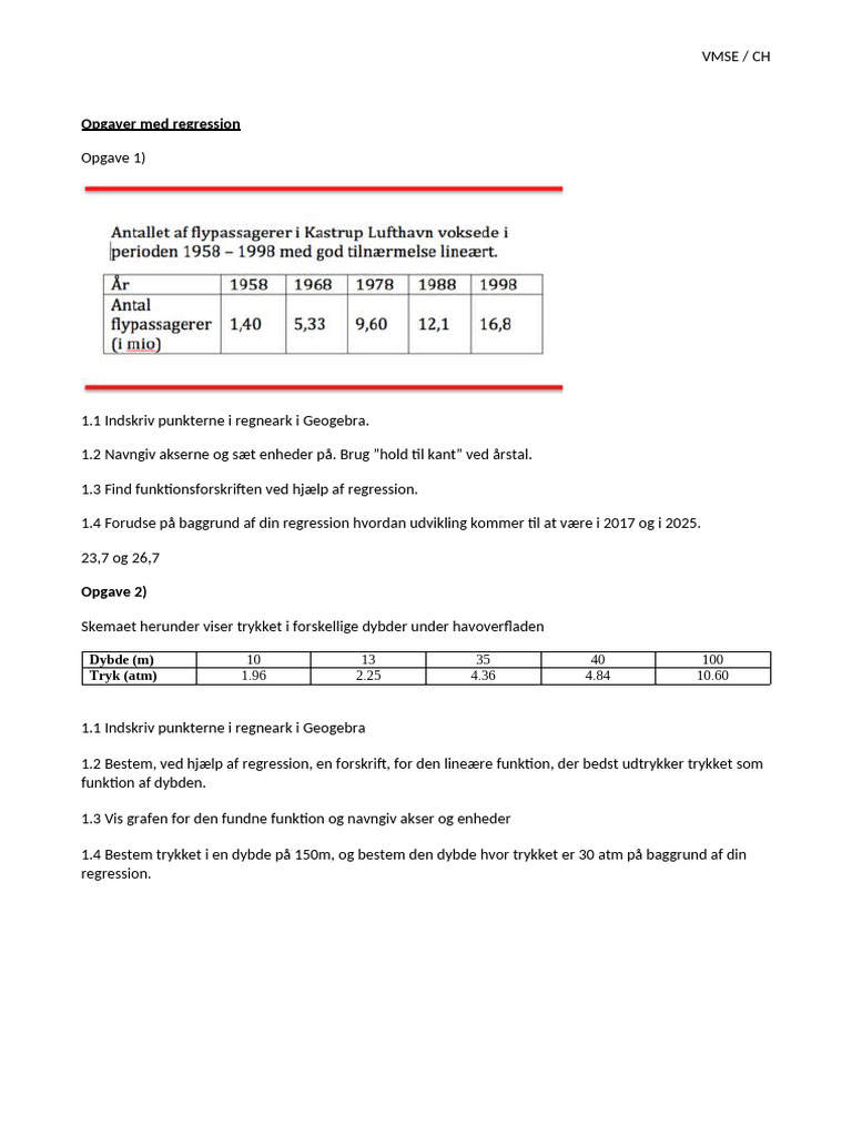 Regressioner Opgaver | PDF
