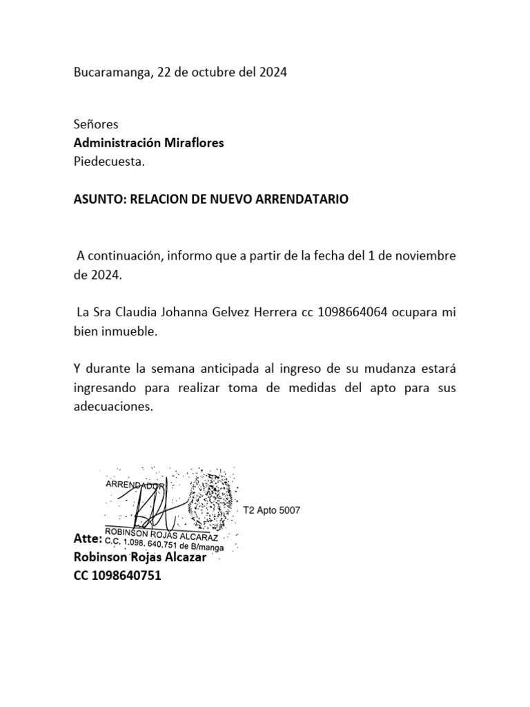 Carta Firmada Miraflores | PDF