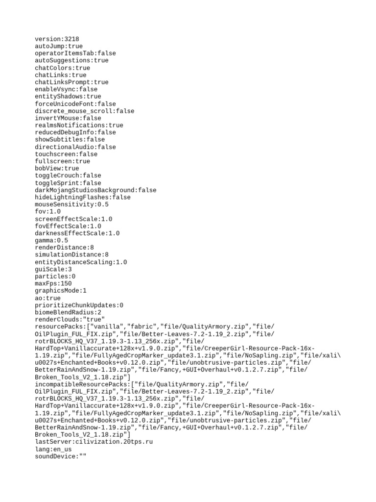 Minecraft Configuration Settings Guide | PDF