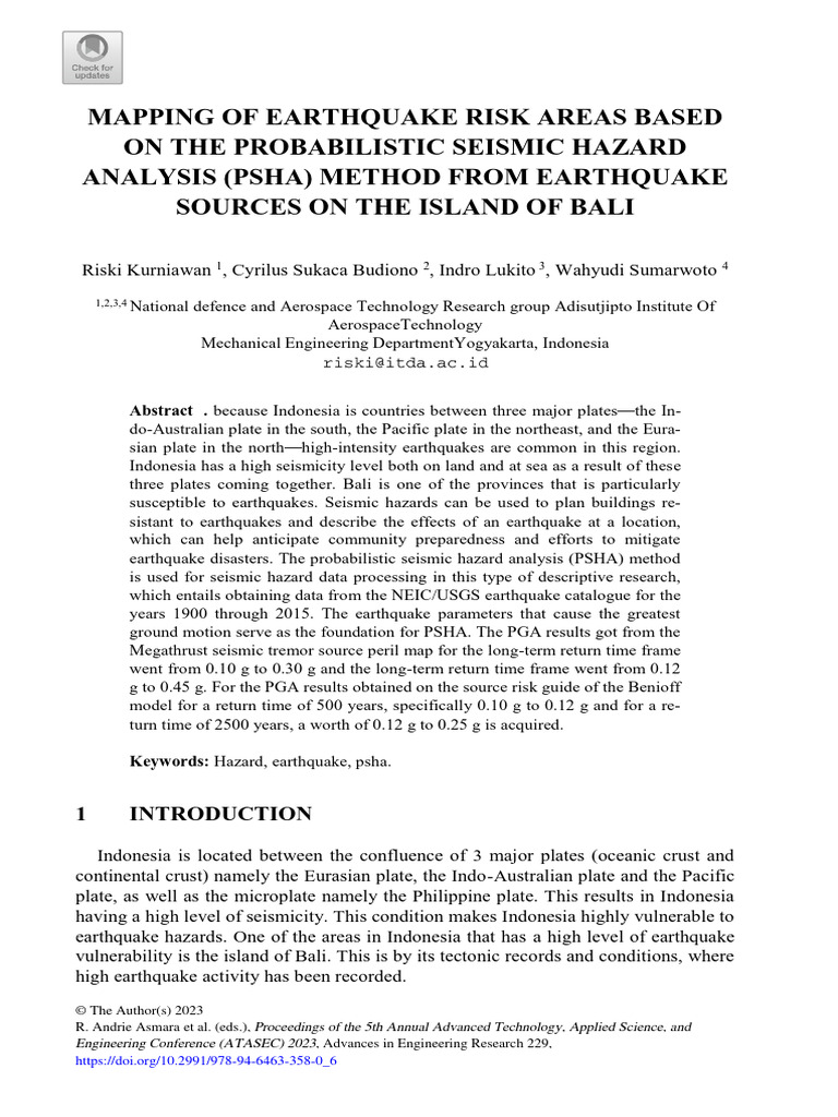 Bali Earthquake Risk Mapping PSHA | PDF | Moment Magnitude Scale | Earthquakes