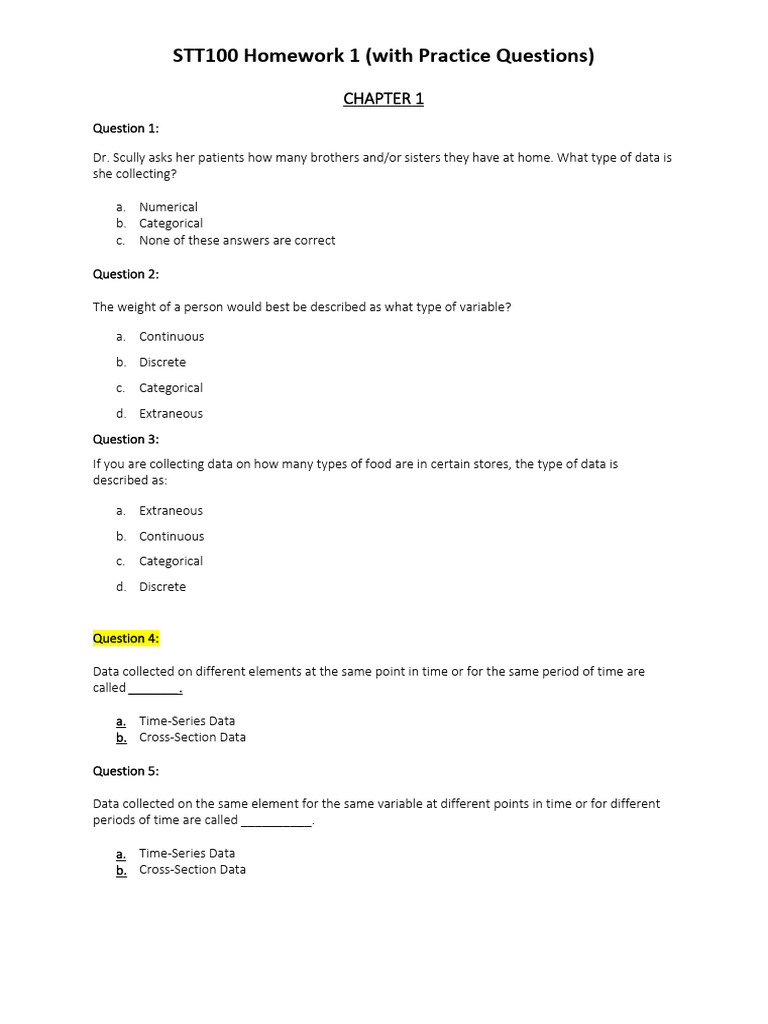 Practice Questions - HW1 | PDF