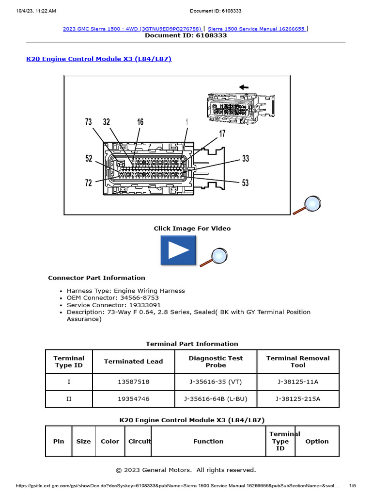 K20 Engine Control Module X3 (L84/L87) | PDF | Throttle | Engineering