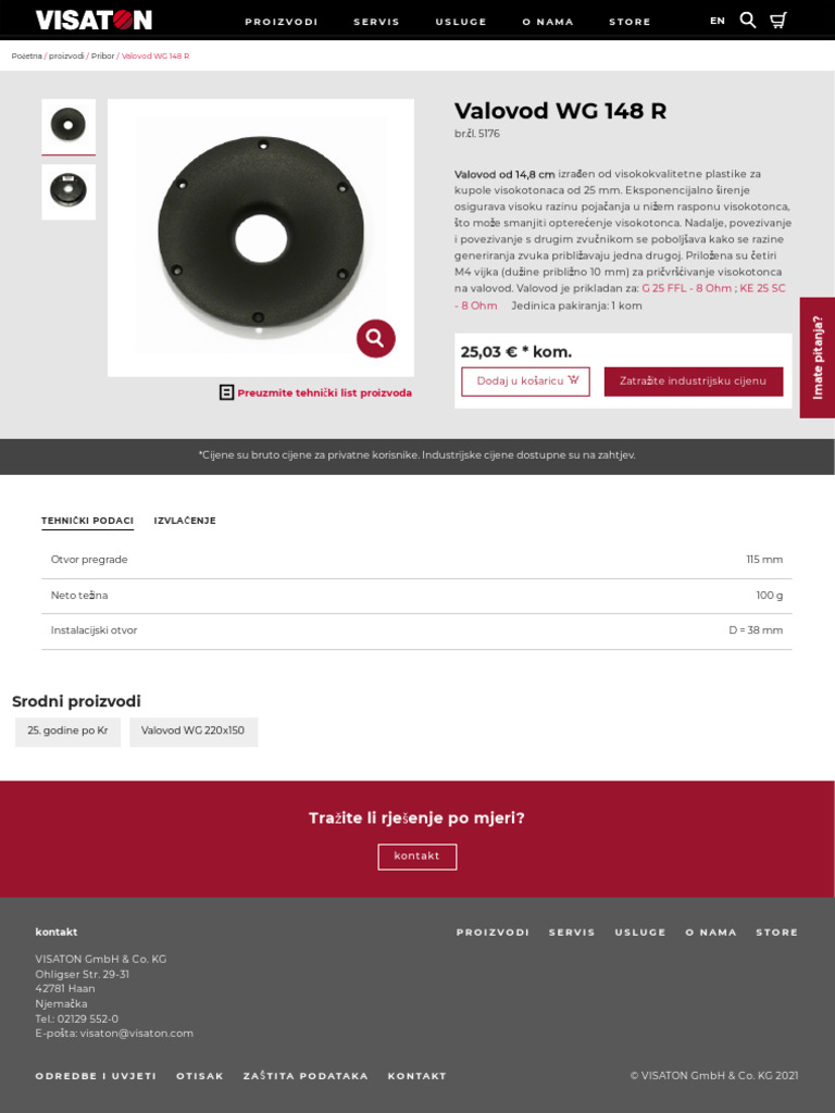 Valovod WG 148 R - Visaton | PDF