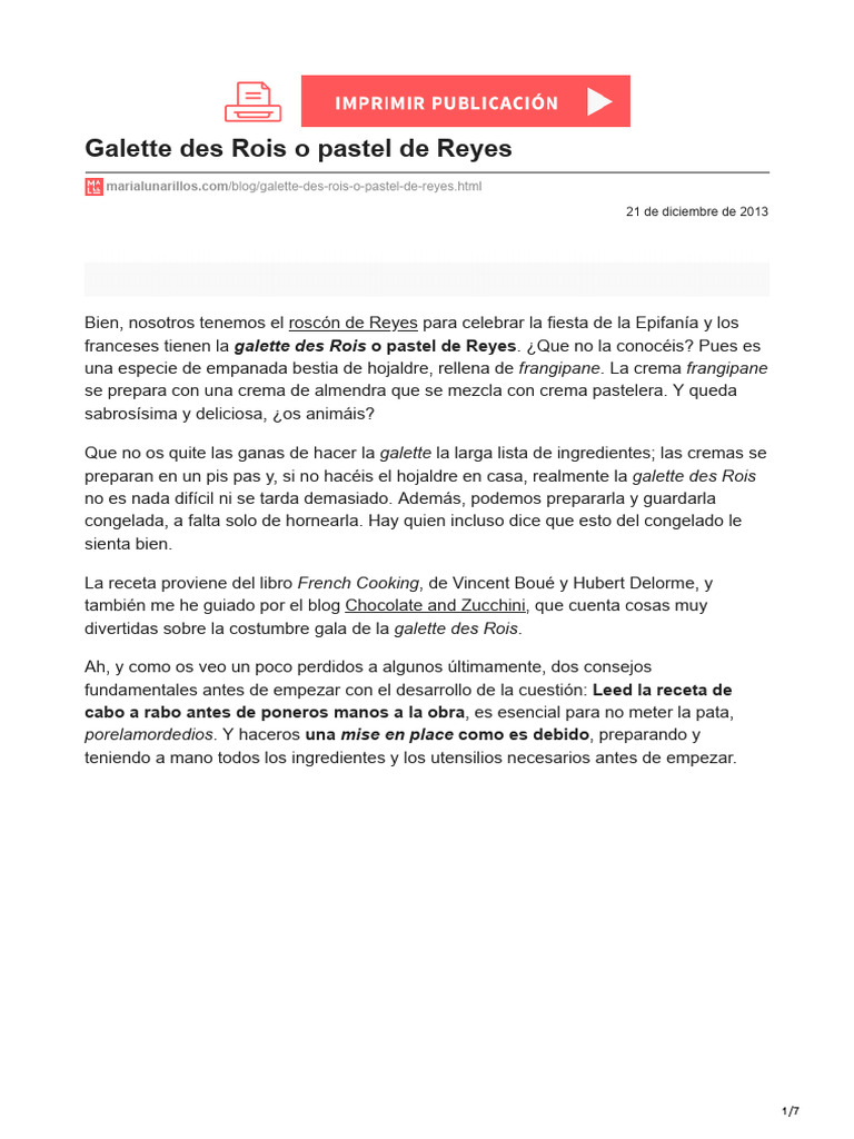 Galette des Rois o pastel de Reyes (8) | PDF