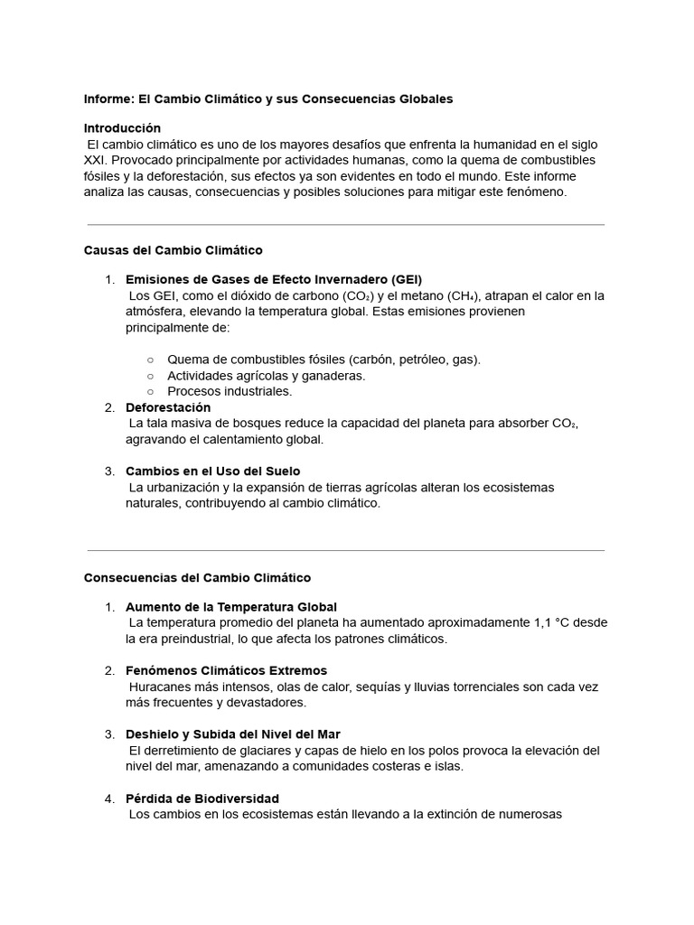 Inform | PDF | Cambio climático | Gases de efecto invernadero