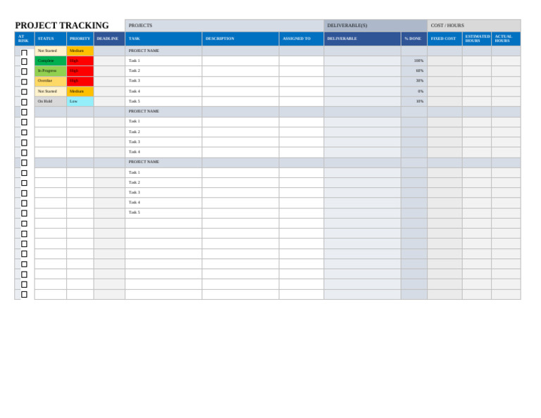 Template 14 Tasks Status With Priorty | PDF