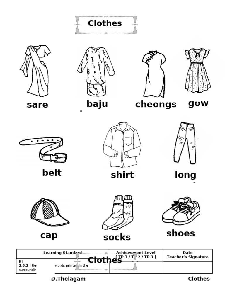 Clothes Worksheet | PDF