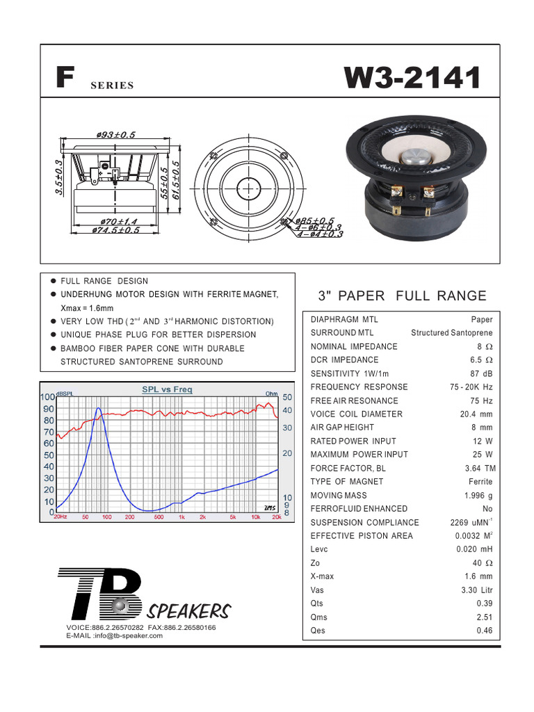 pdf_Tang Band_W3-2141_1 | PDF | Electromagnetism | Electrical Engineering