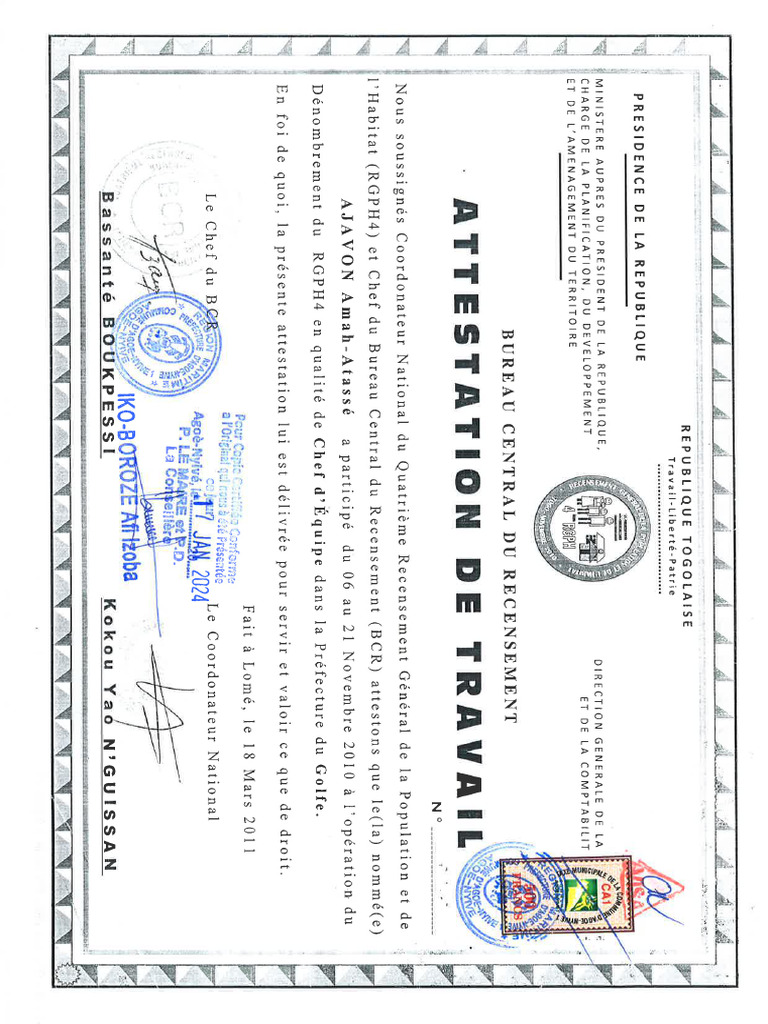 Attestation - RGPH 4 | PDF