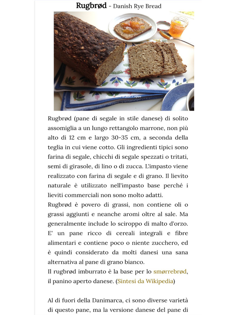 Ricetta Pane Rugbrød - Danish Rye Bread | PDF