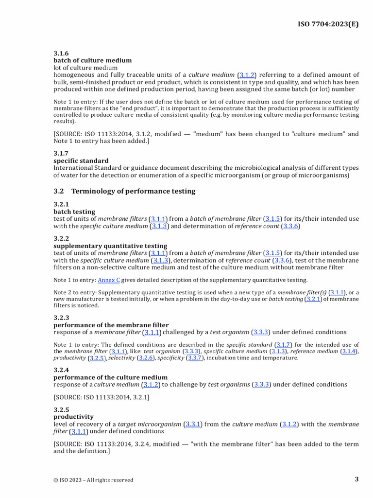 ISO 7704:2023 Culture Medium Standards | PDF | Growth Medium