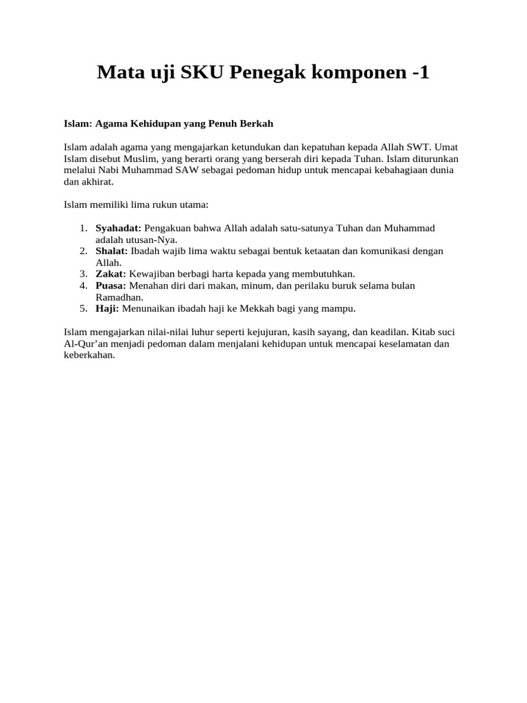 Mata Uji SKU Penegak Komponen 1 | PDF