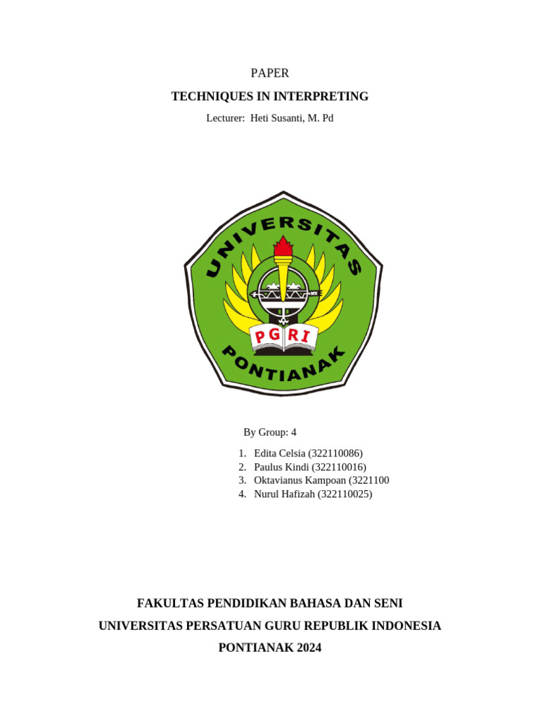 TEKNIK DALAM INTERPRETASI (1) | PDF | Language Interpretation ...