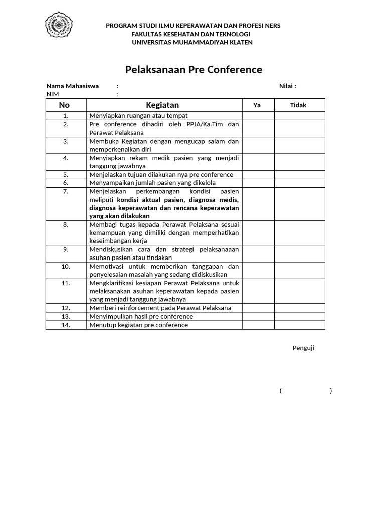 Prosedur Pre Conference Keperawatan | PDF