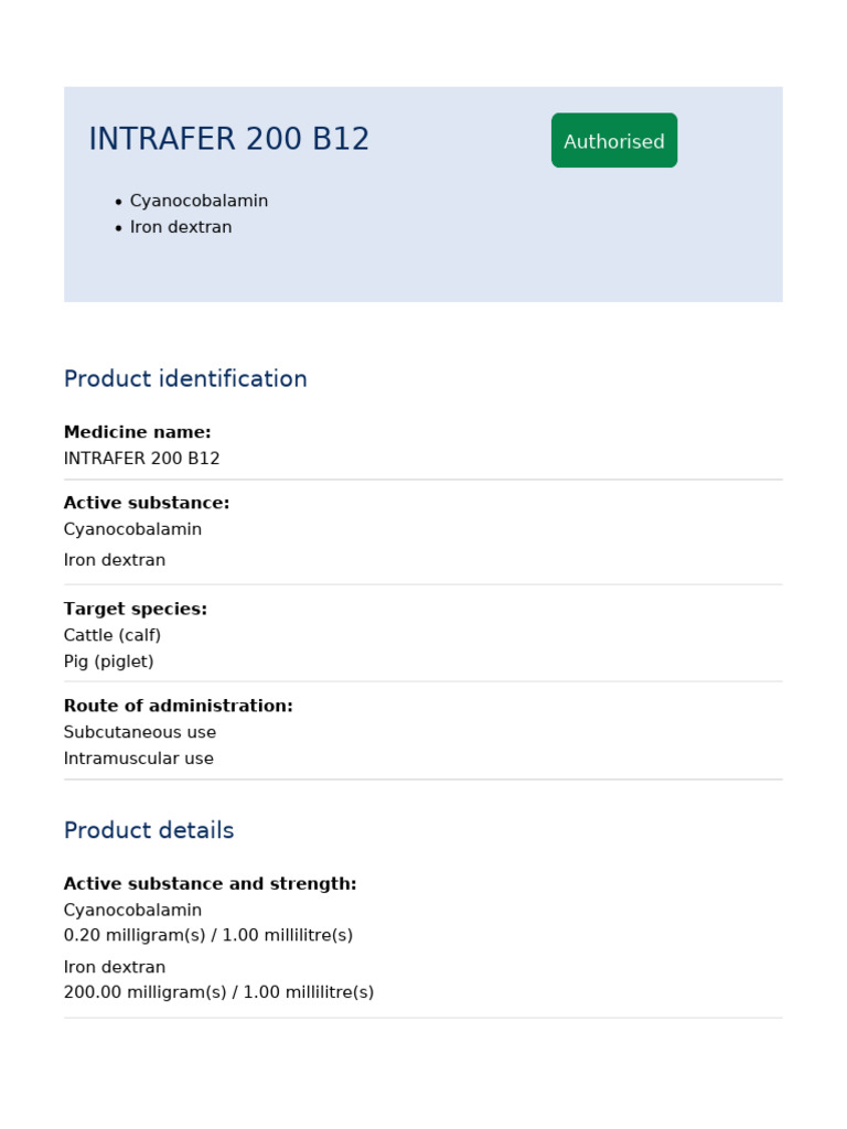 INTRAFER 200 B12 for Cattle and Pigs | PDF