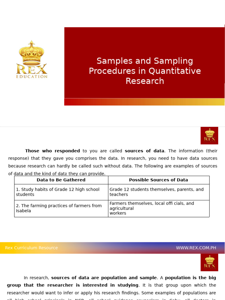Samplesand Sampling Proceduresin Quantitative Research | PDF | Sampling ...