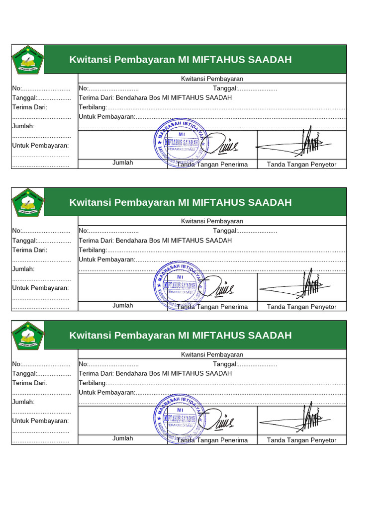 Template Kwitansi Kosong | PDF